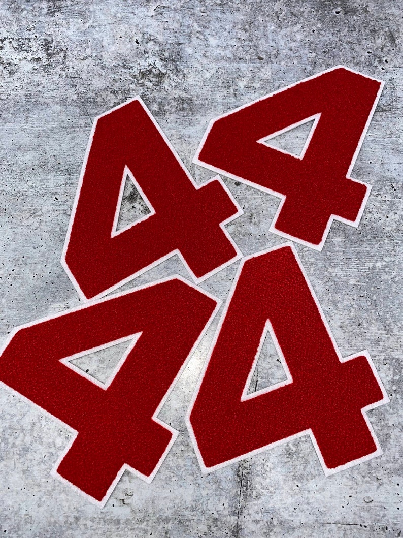 Numbers: 6 Large red/white Varsity Patches - Etsy