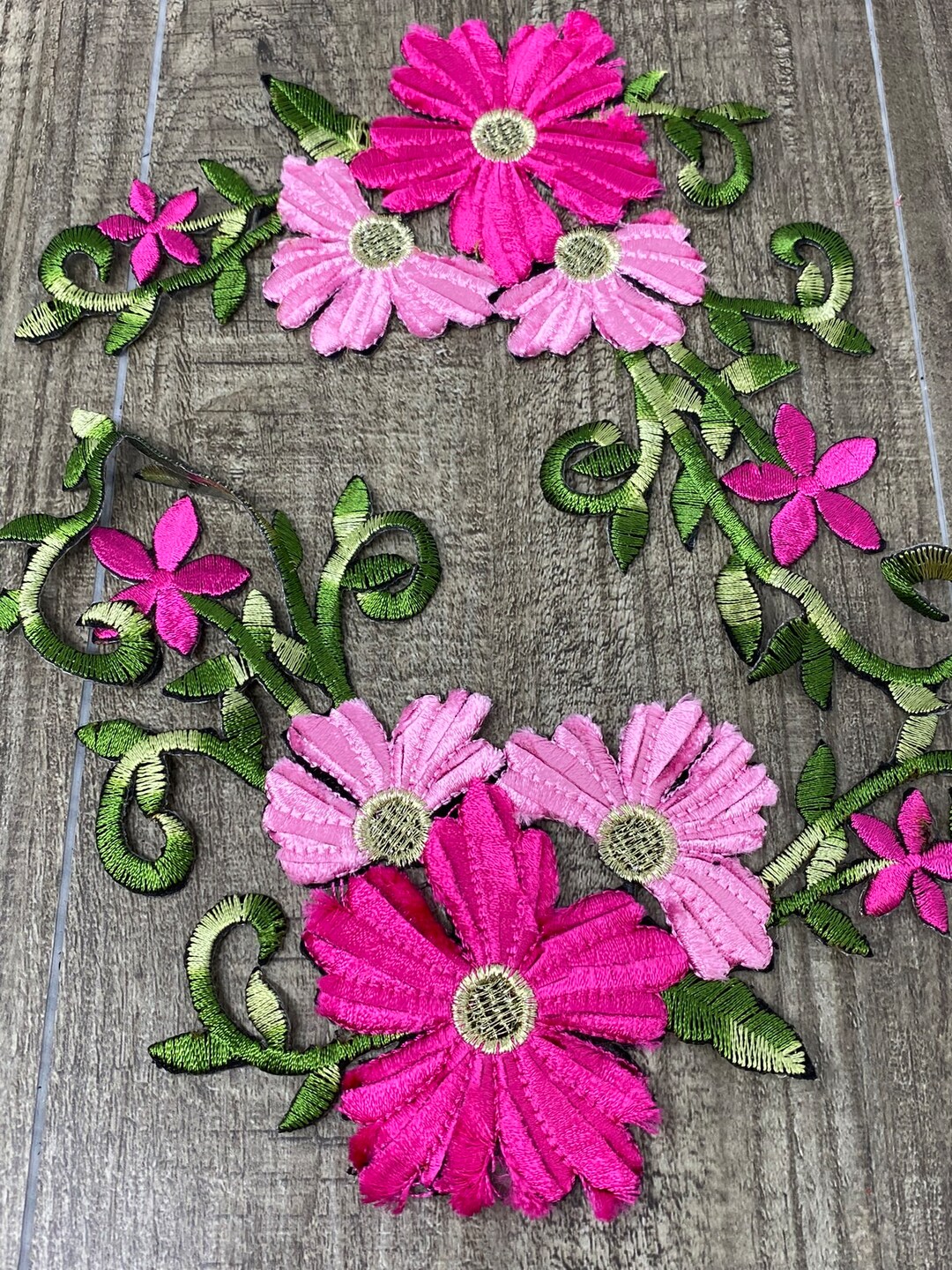 Luxe Florals: "hot PINK & LT Pink" 2-color Velvet Flowers, Embroidered ...