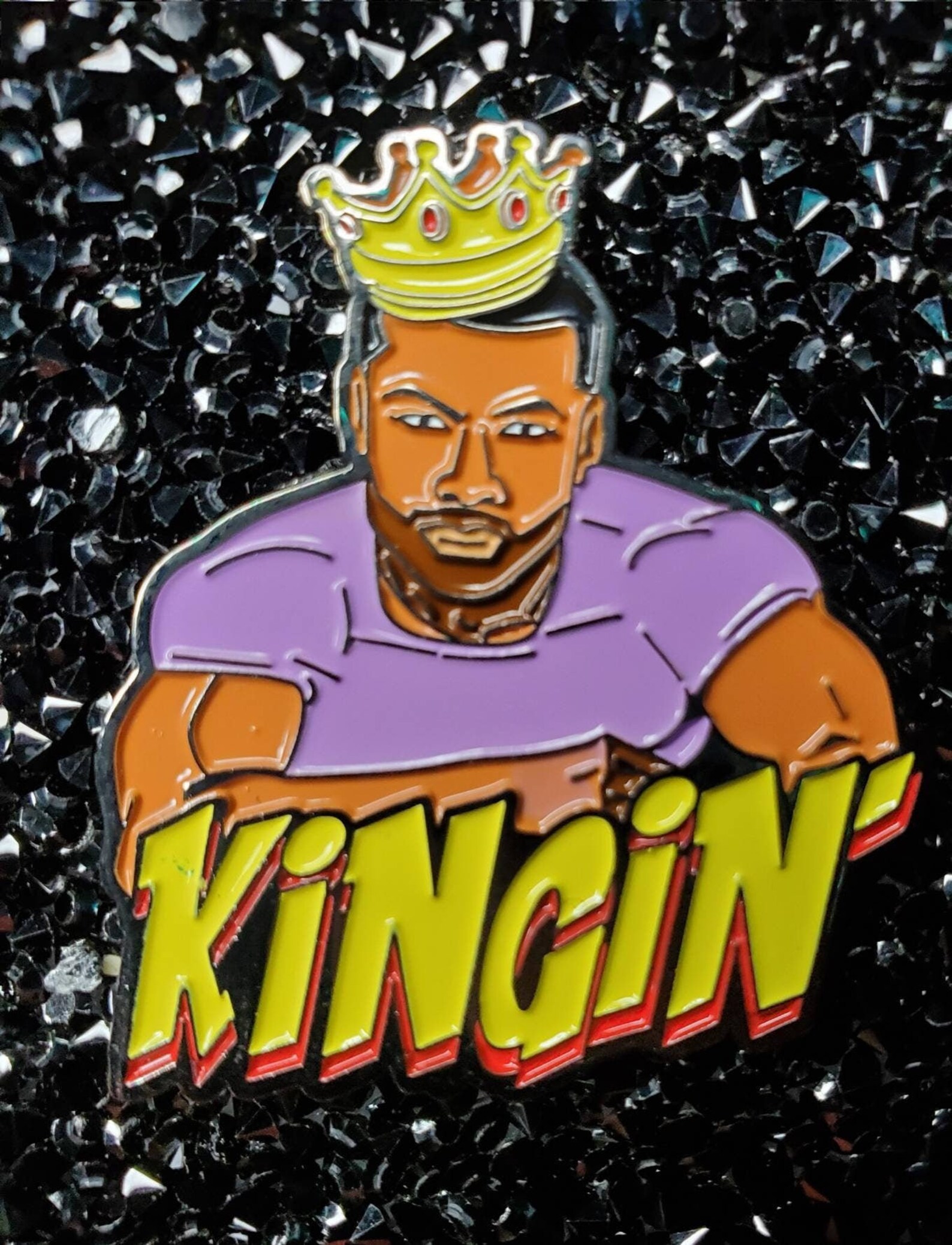 Cool Enamel Pin for Men, "kingin" Exclusive Lapel Pin, Black King Pin ...