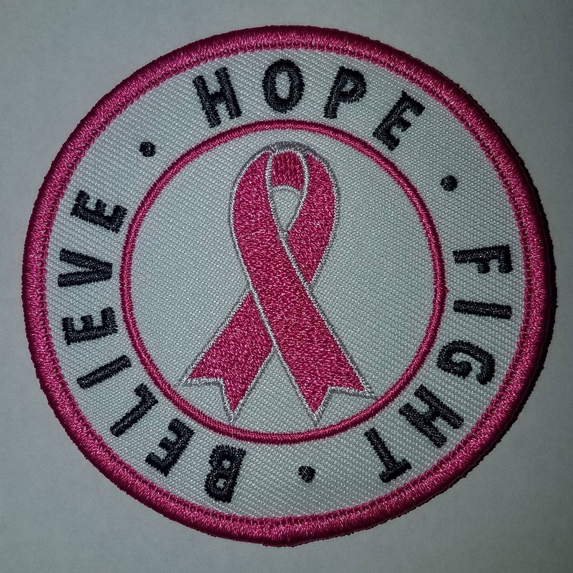 Breast Cancer Ribbon Patch 3 Embroidered hope | Etsy