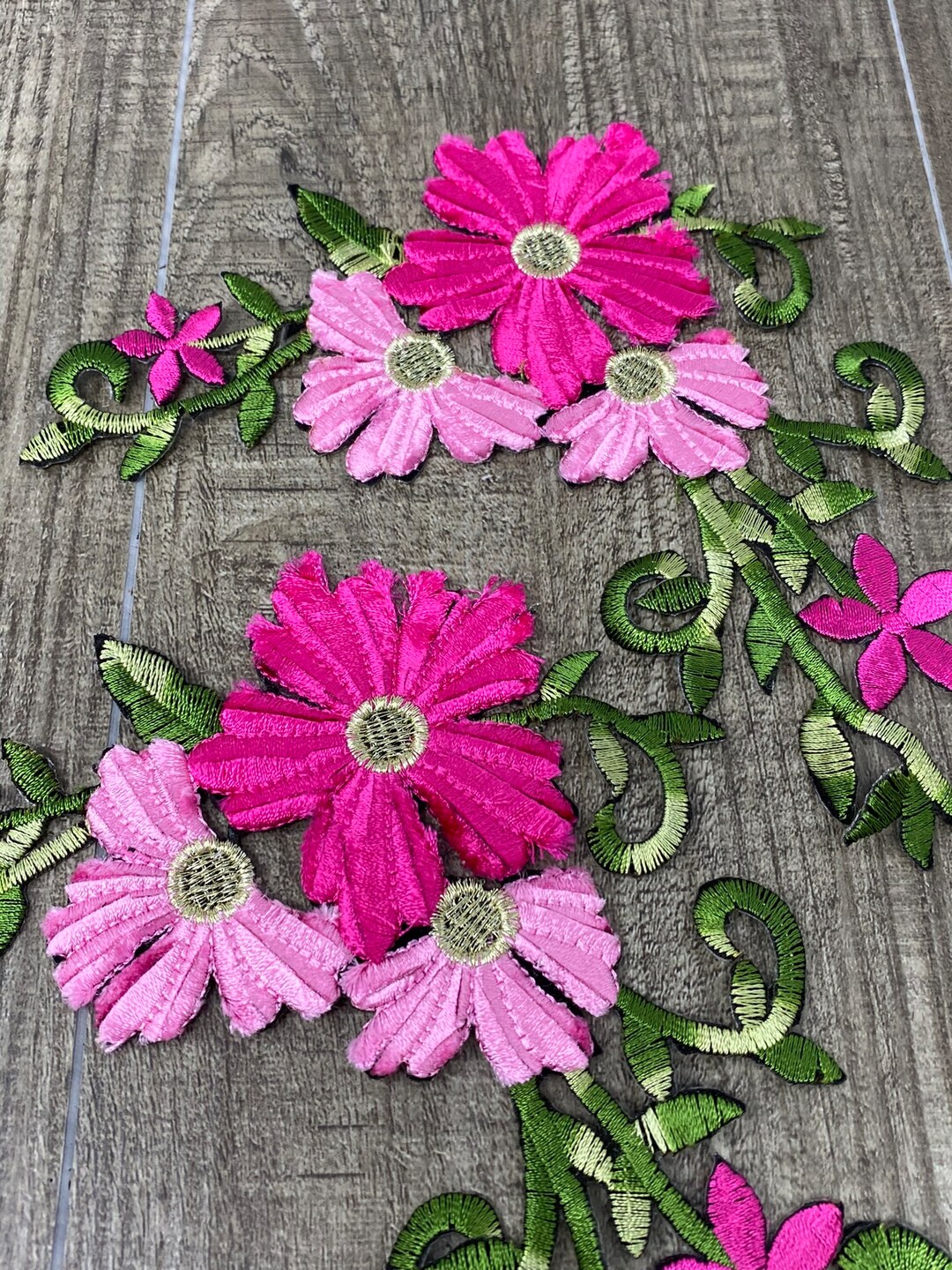 Luxe Florals: "hot PINK & LT Pink" 2-color Velvet Flowers, Embroidered ...