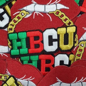 New, Poppin' Red Lip "hbcu" W/gold Metallic Chain|iron-on Patch|black ...