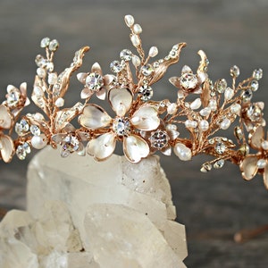 Tiara Bridal Tiara GENEVIEVE Tiara Rose Gold Ruby Tiara Wedding Crown ...
