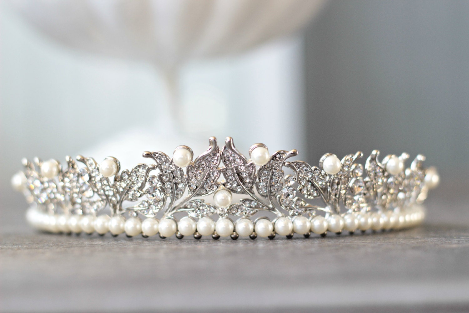 Tiara Victorian Pearl Bridal Tiara VICTORIA Pearl Tiara - Etsy