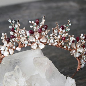 Tiara Bridal Tiara GENEVIEVE Tiara Rose Gold Ruby Tiara Wedding Crown ...