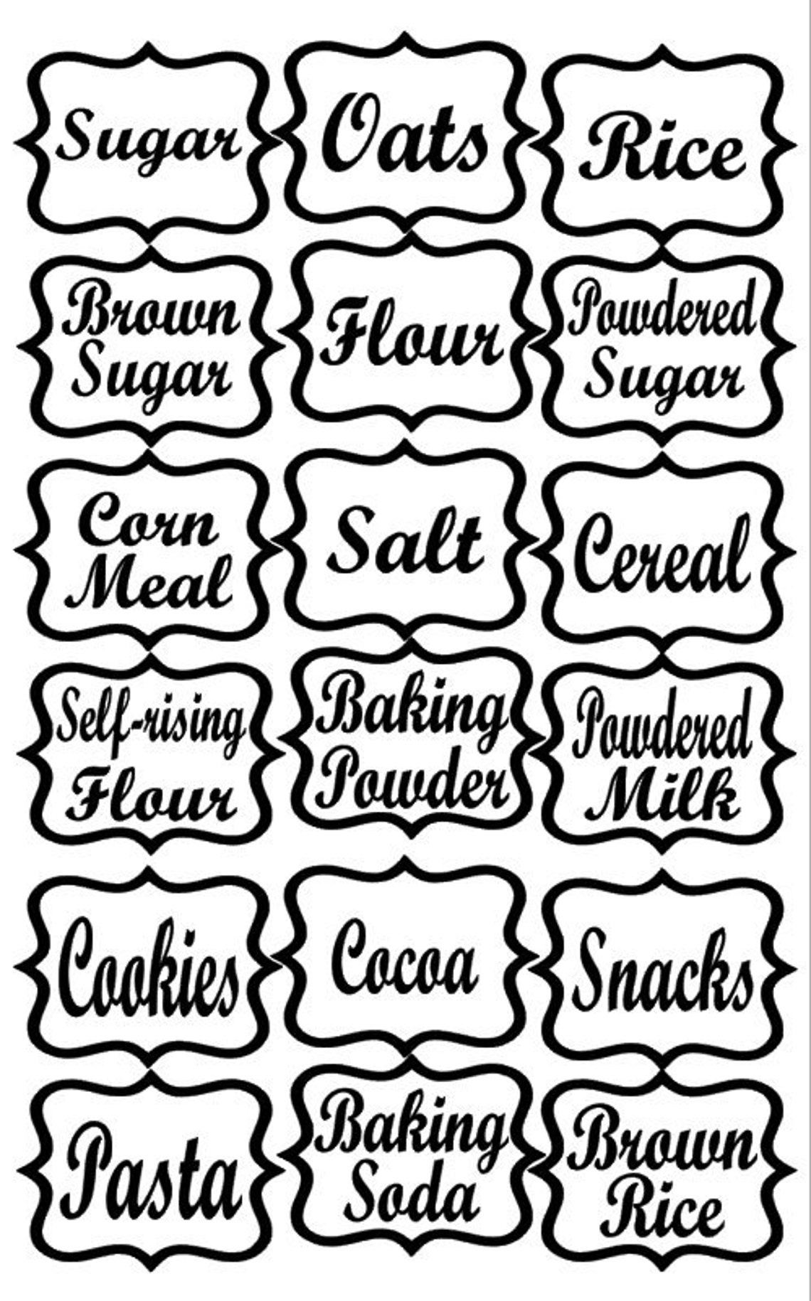 Kitchen Canister Labels | Your Choice of 6 - Etsy