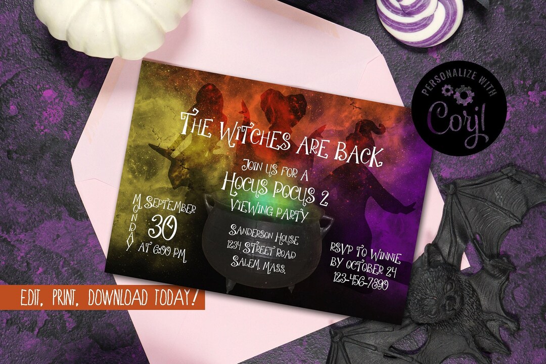 Hocus Pocus Viewing Party Invite Invitation, Hocus Pocus 2, Movie ...