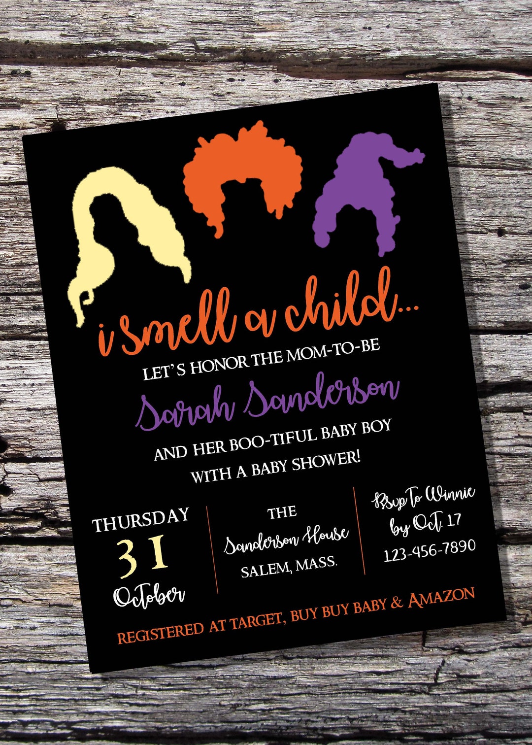 Hocus Pocus Party Supplies Invite Invitation Baby Shower Digital ...