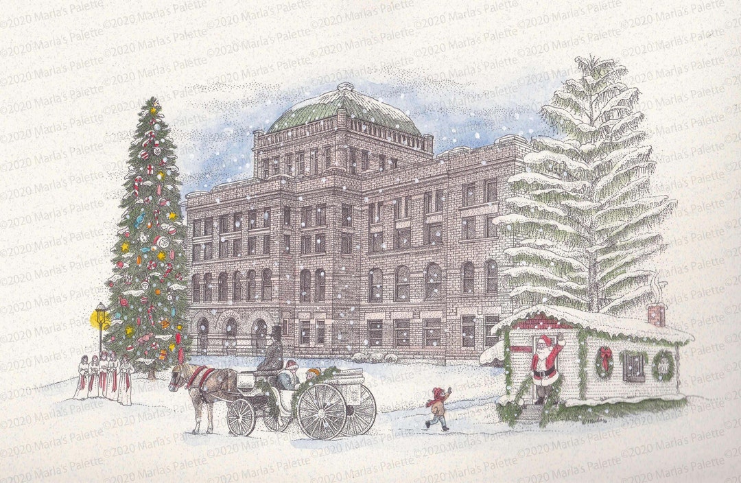 Christmas Walk in Geneva Hand-tinted Signed and Numbered Lithograph ...