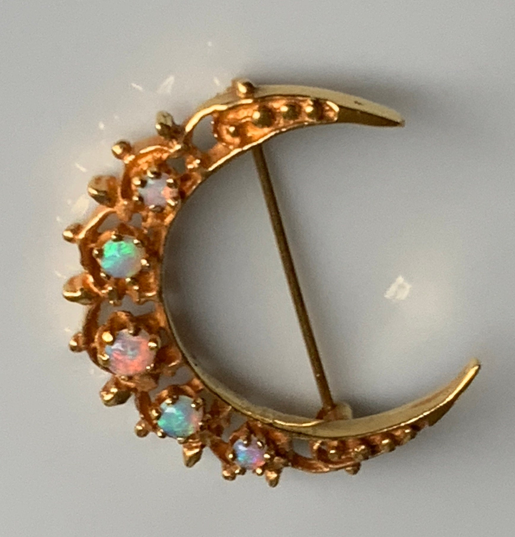 Opal Pendant 14K Eternity Symbol Opal Pin Seed Pearl Antique | Etsy