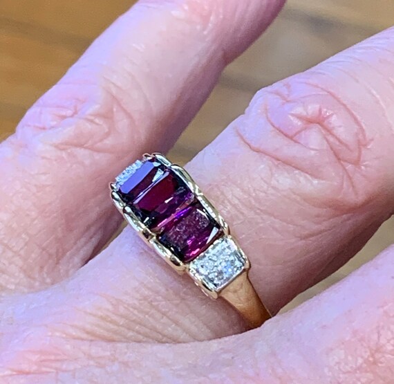 Garnet Ring 14K Gold Garnet Vintage Engagement Ring E… - Gem