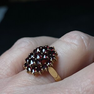 Victorian Rose Cut Garnet Ring 14K Rose Gold Antique Bohemian Garnet ...