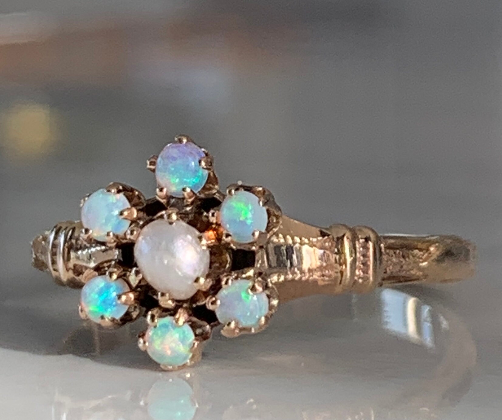 Opal Ring Natural Pearl 14k Antique Australian Opal Pearl Ring | Etsy