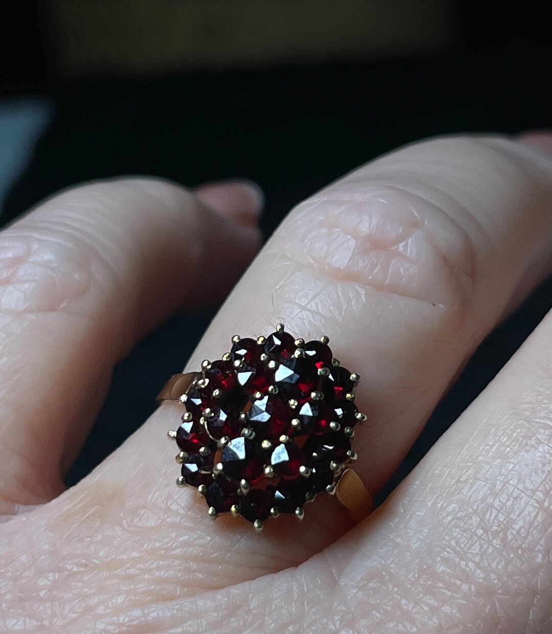 Victorian Rose Cut Garnet Ring 14K Rose Gold Antique Bohemian Garnet ...
