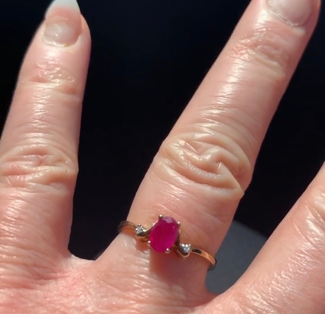 Ruby Ring 10K Gold .70 Ct Ruby Vintage Engagement Ring July Birthday ...