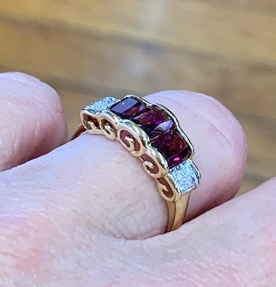 Garnet Ring 14K Gold Garnet Vintage Engagement Ring E… - Gem