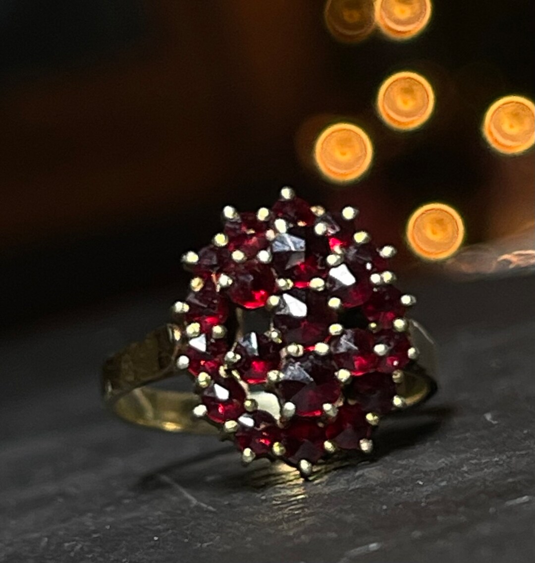 Garnet Ring Victorian Rose Cut Garnet Ring 14K Rose Gold Antique ...