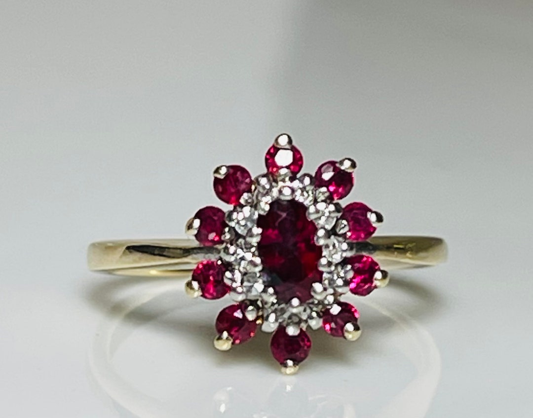 Ruby Ring 14K Diamond Natural Ruby Engagement July Birthstone Ring ...