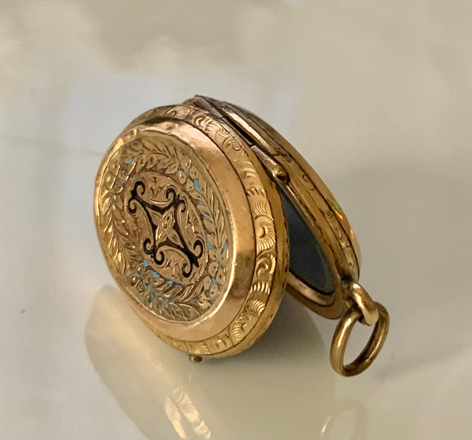 Locket 14K Victorian Photo Locket With Enamel Design 1800s - Etsy