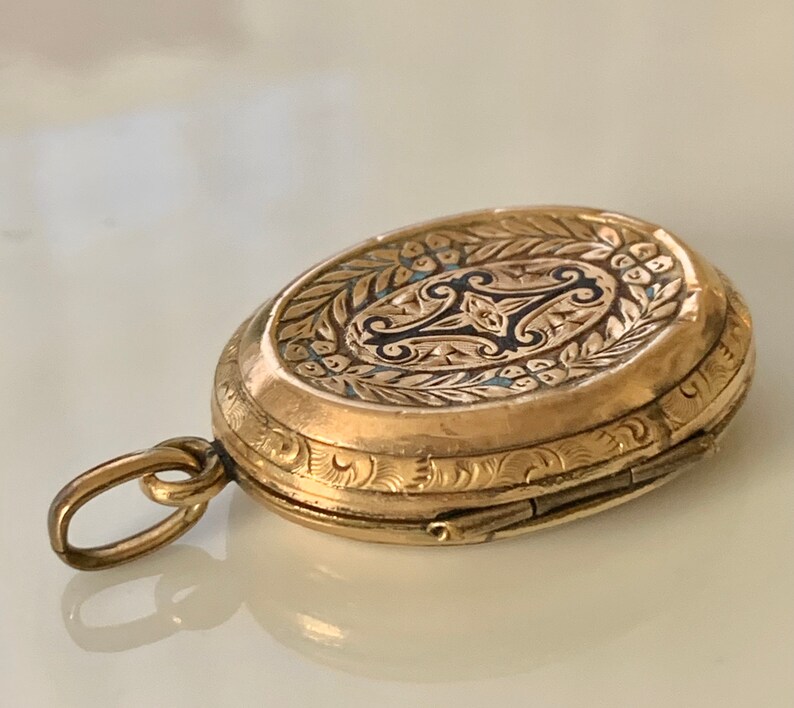 Locket 14K Victorian Photo Locket With Enamel Design 1800s | Etsy