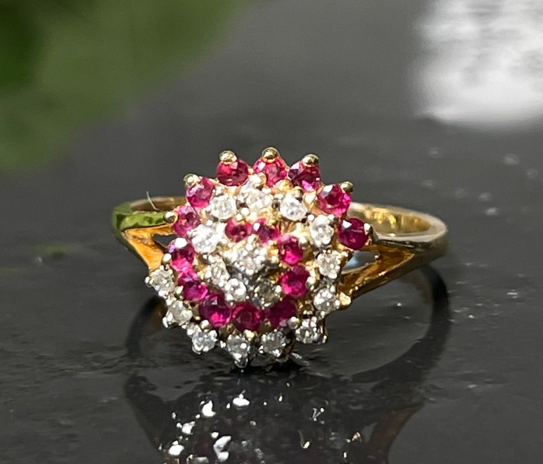 Celestial Cosmic Whirl Ruby Ring 14K Galaxy Diamond Natural Ruby ...