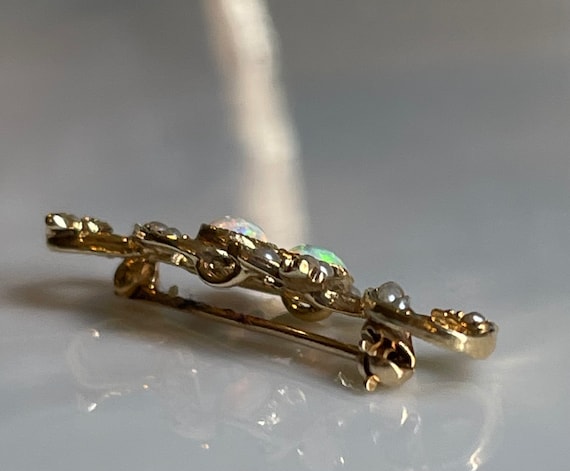 Opal Pendant 14K Eternity Symbol Opal Pin Seed Pearl … - Gem