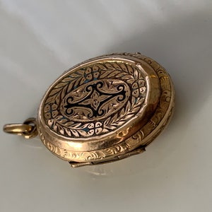 Locket 14K Victorian Photo Locket With Enamel Design 1800s Antique ...