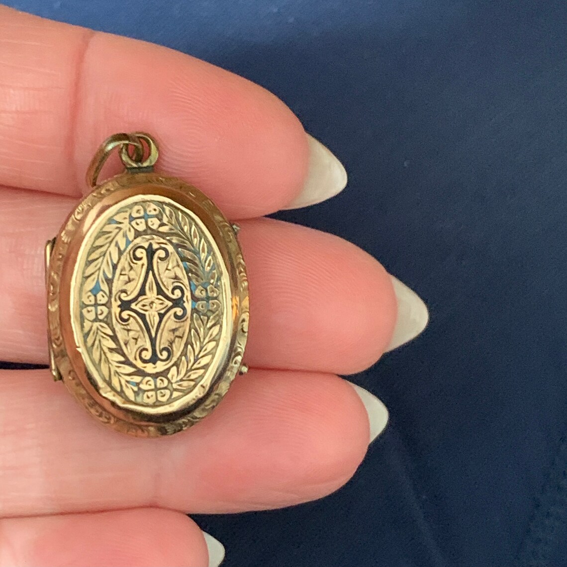 Locket 14K Victorian Photo Locket with Enamel Design 1800s | Etsy
