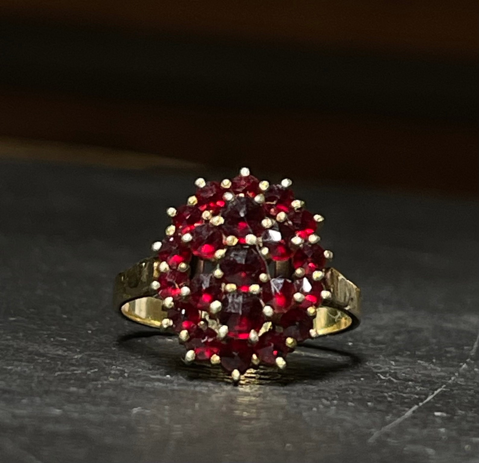 Garnet Ring Victorian Rose Cut Garnet Ring 14K Rose Gold Antique ...