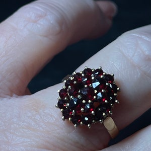 Victorian Rose Cut Garnet Ring 14K Rose Gold Antique Bohemian Garnet ...