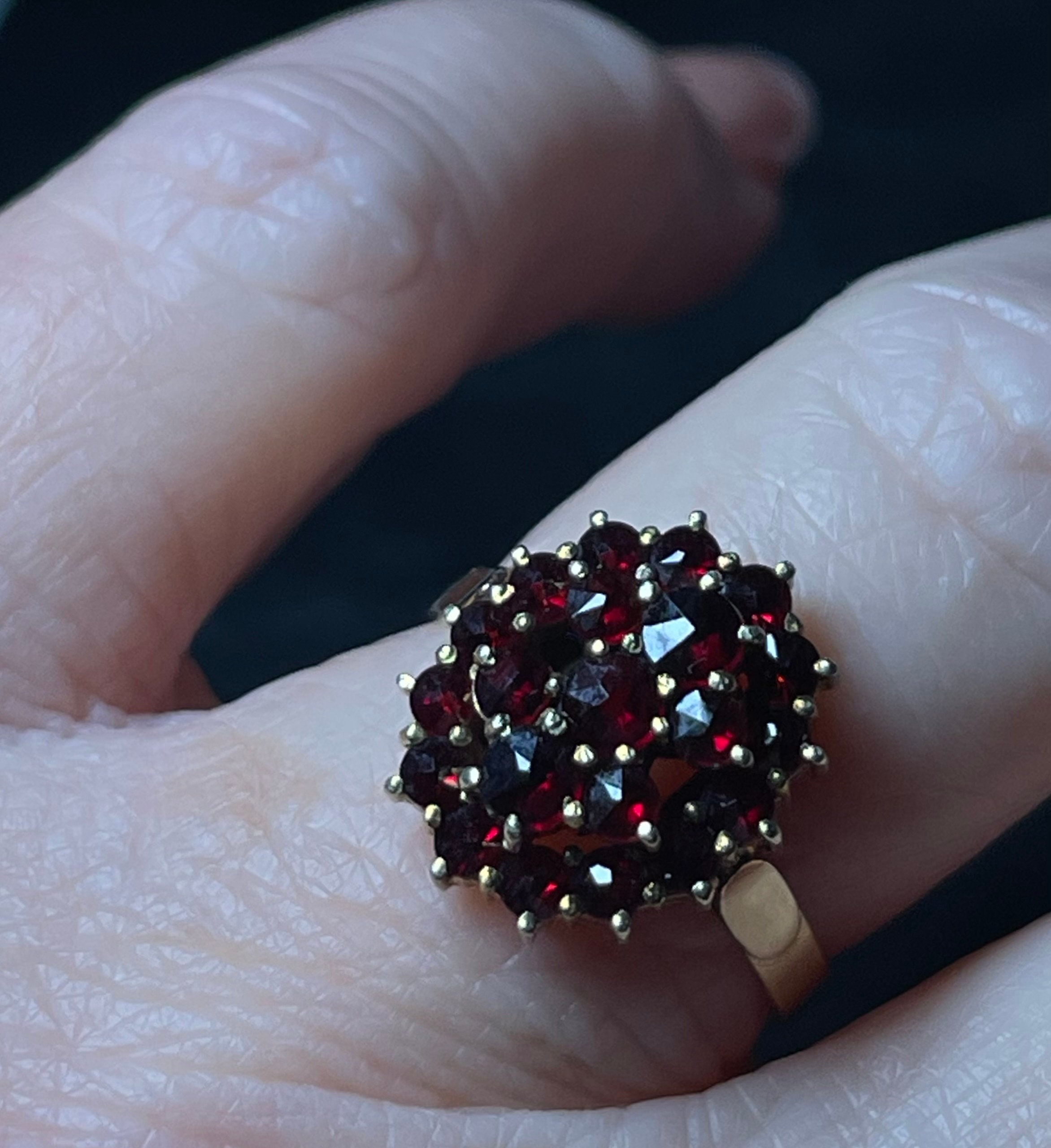 Garnet Ring Victorian Rose Cut Garnet Ring 14K Rose Gold Antique ...