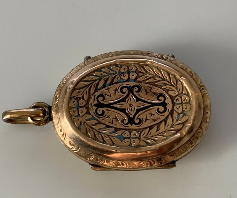 Locket 14K Victorian Photo Locket With Enamel Design 1800s - Etsy