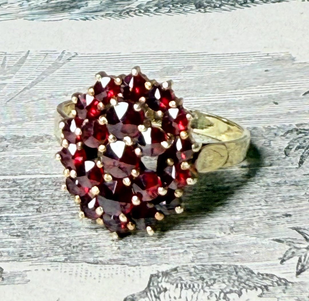 Garnet Ring Victorian Rose Cut Garnet Ring 14K Rose Gold Antique ...