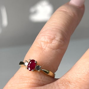 Ruby Ring 14K Ruby Engagement Ring Diamond Gold Oval Cut - Etsy