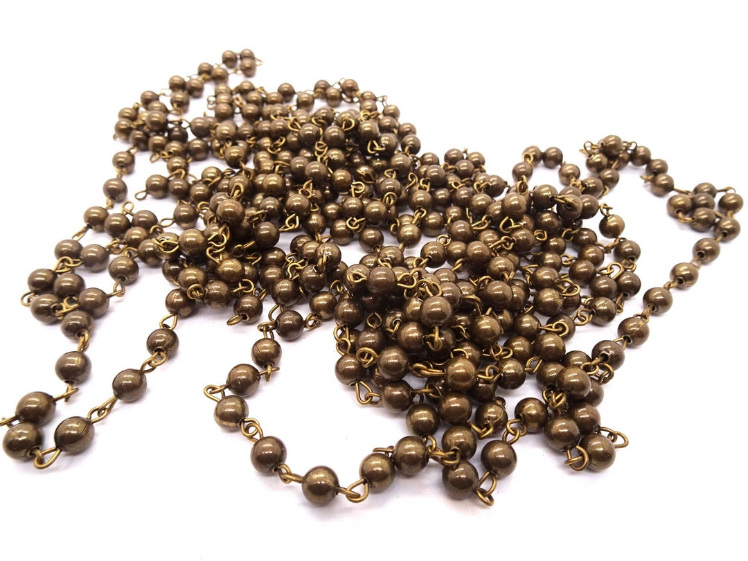 6mm Antique Bronze Metal Bead Chain Rosary Chain 1ft - Etsy
