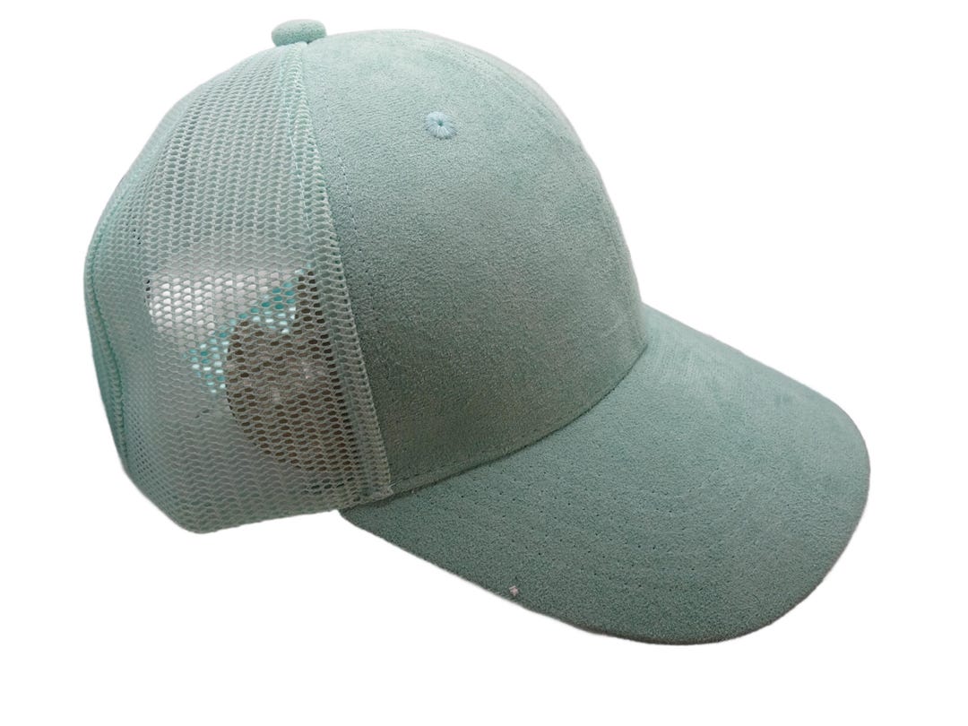 Mesh Back Vegan Suede Baseball Cap Great Quality for Hat Burning - Mint ...
