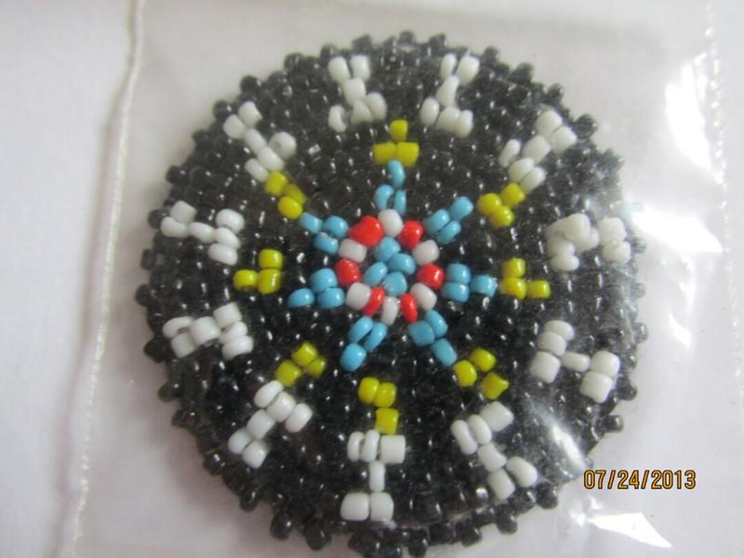 Beaded Concho 1 1/2" on Leather #5C - Etsy