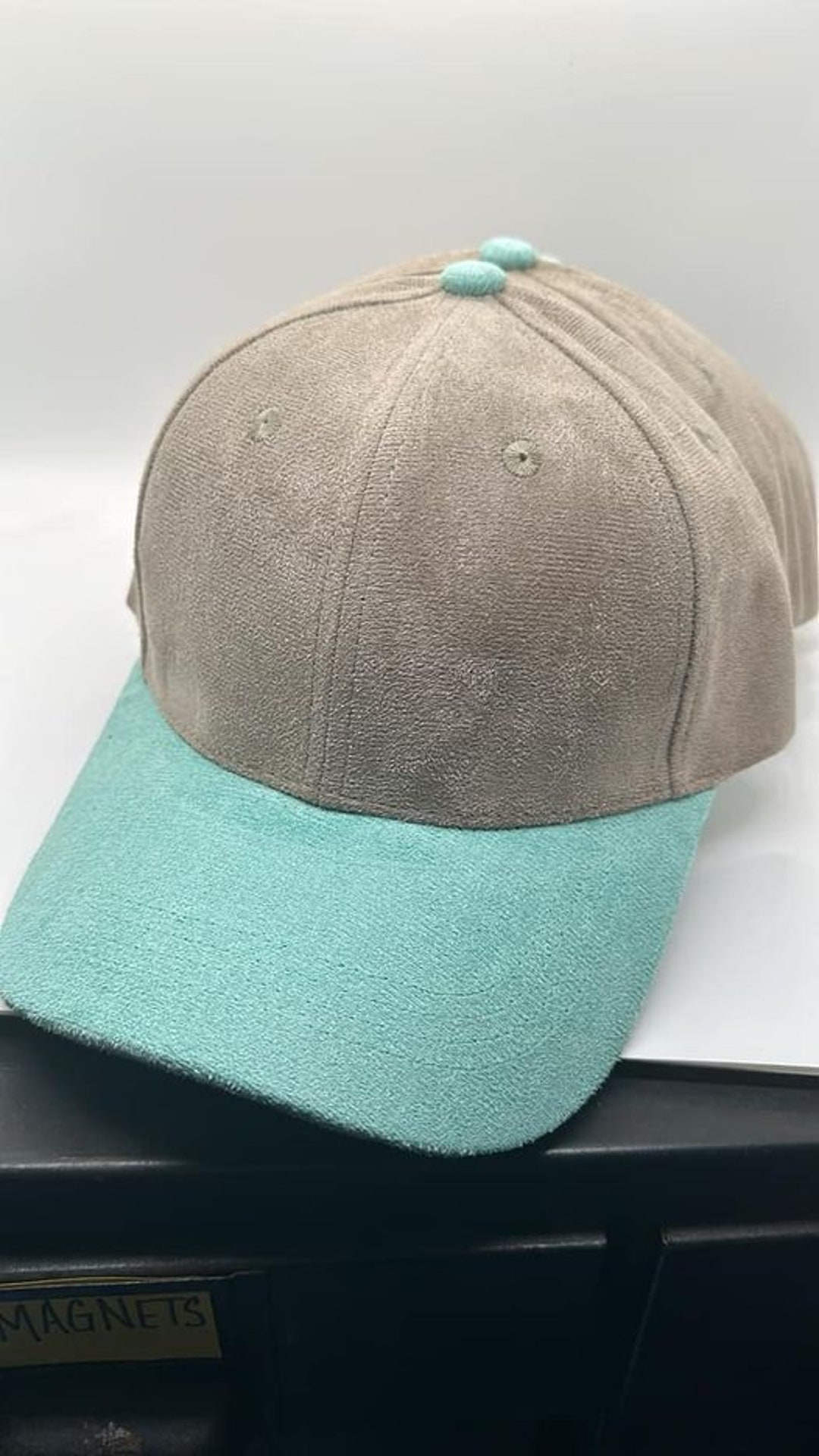 Vegan Suede Baseball Cap Two Tone Great for Hat Burning Turq/tan - Etsy