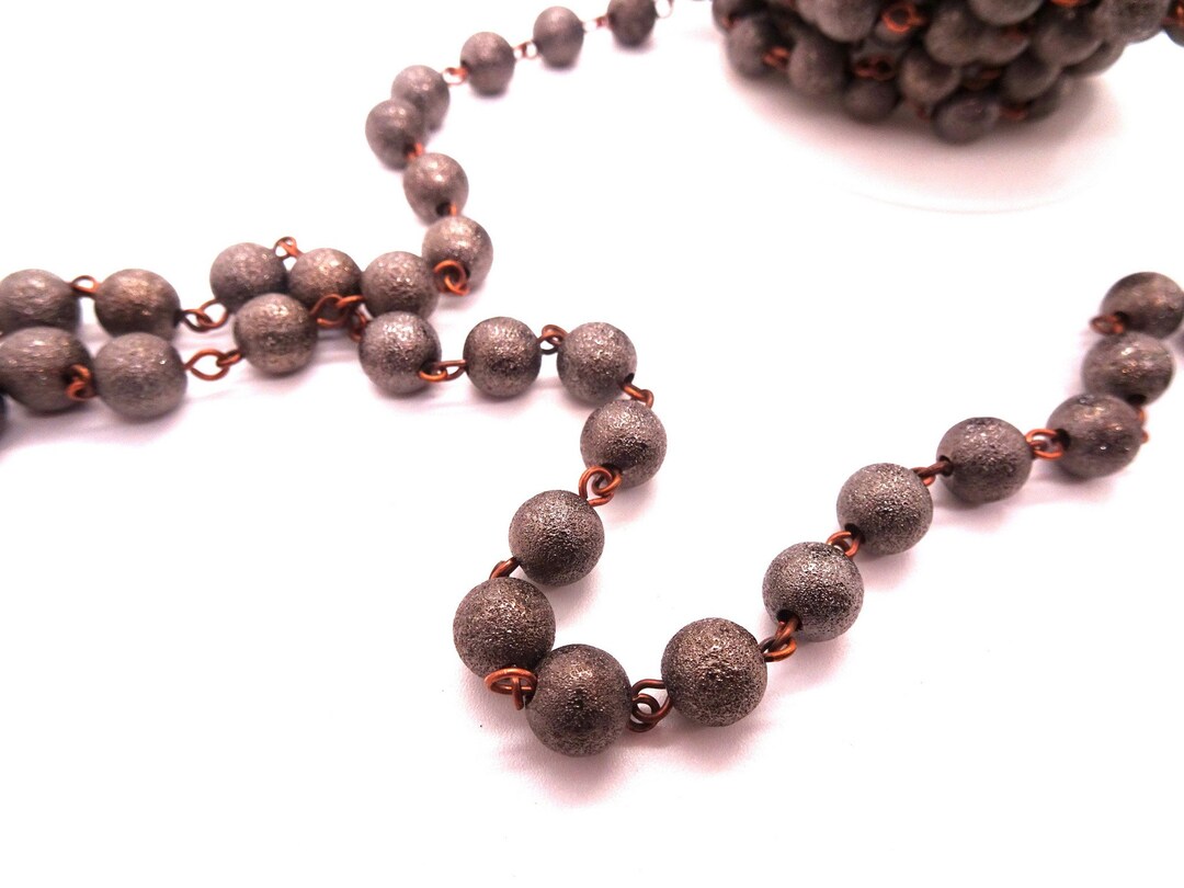 8mm Dark Silver Sparkle Bead Chain Dark Wire (1ft) - Etsy