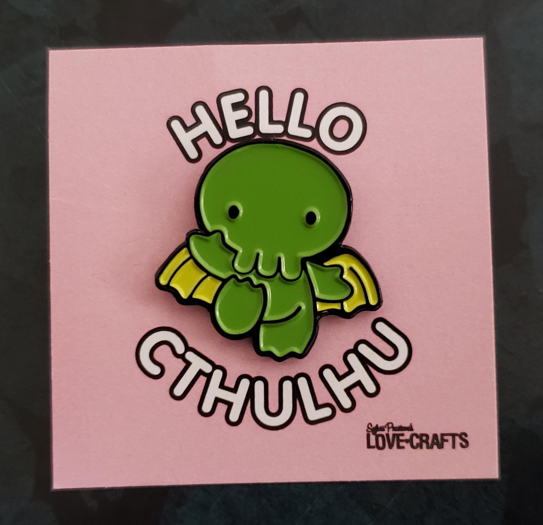 Hello Cthulhu Enamel Pin on Backing Card - Etsy
