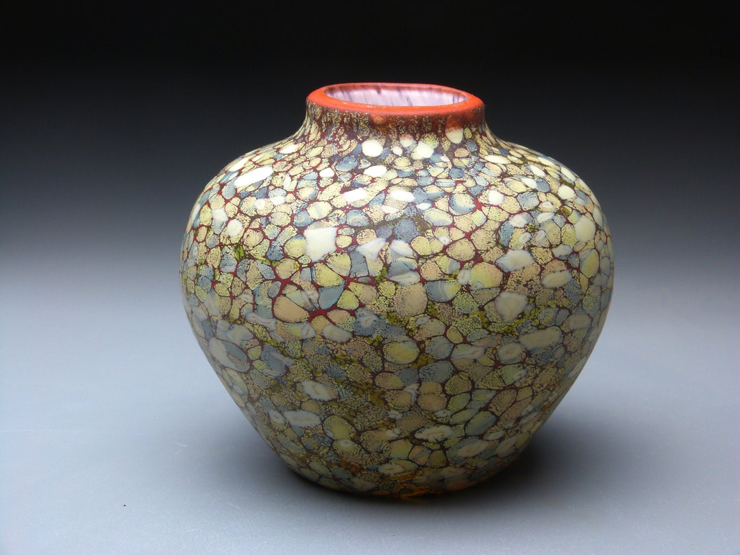 Sandy Native Vessel, Etched Hand Blown Glass Vase - Etsy
