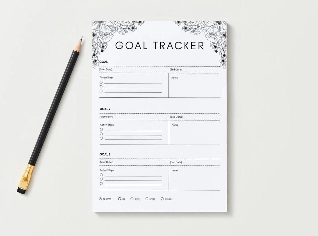 Printable Goal Tracker | Weekly Monthly Yearly Goal Planner | Classic ...