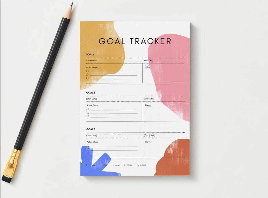 Printable Goal Tracker | Weekly Monthly Yearly Goal Planner | Modern ...