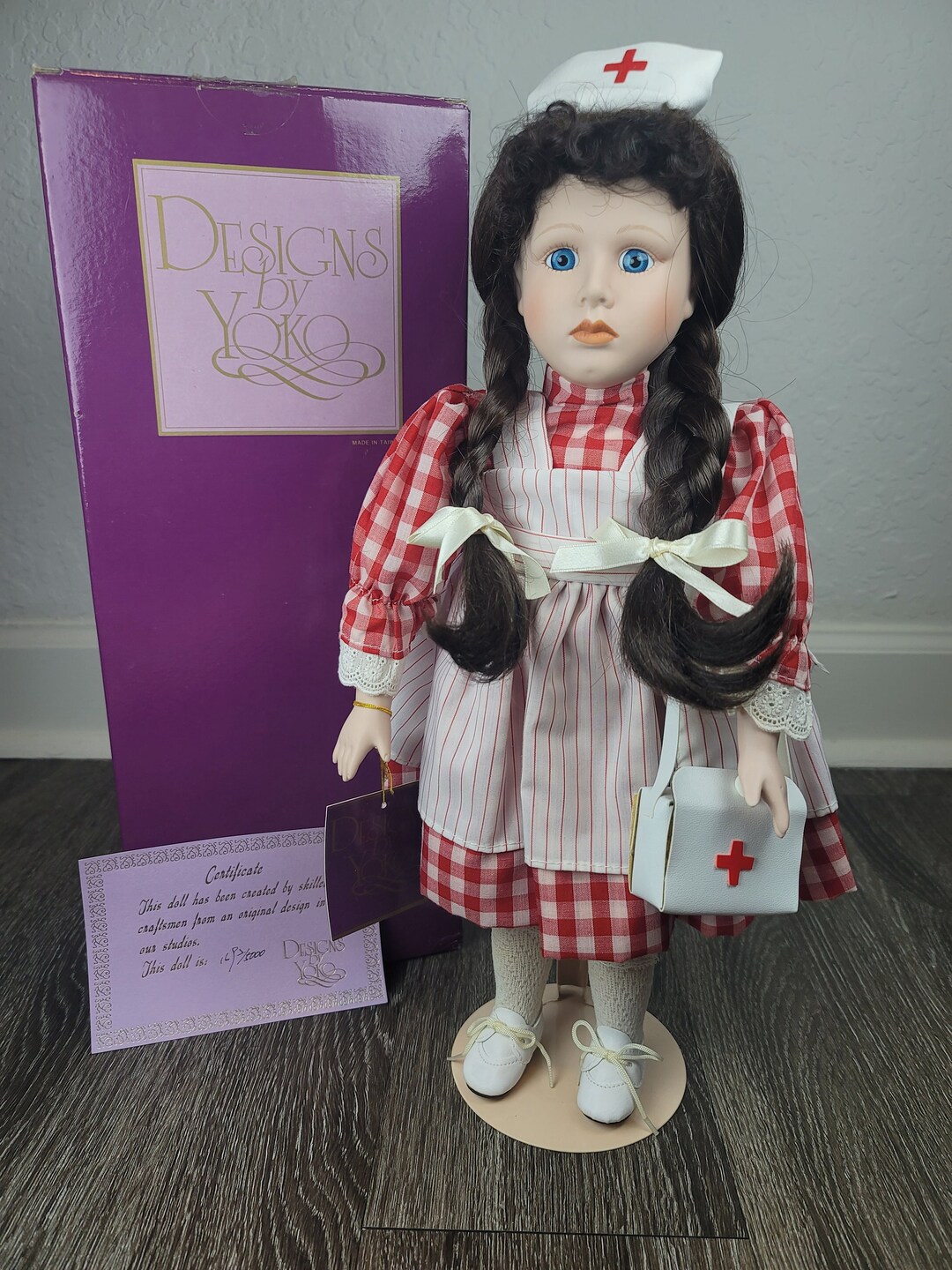 LIMITED Porcelain Doll, Designs by Yoko Candy Nurse Doll, in Box W ...