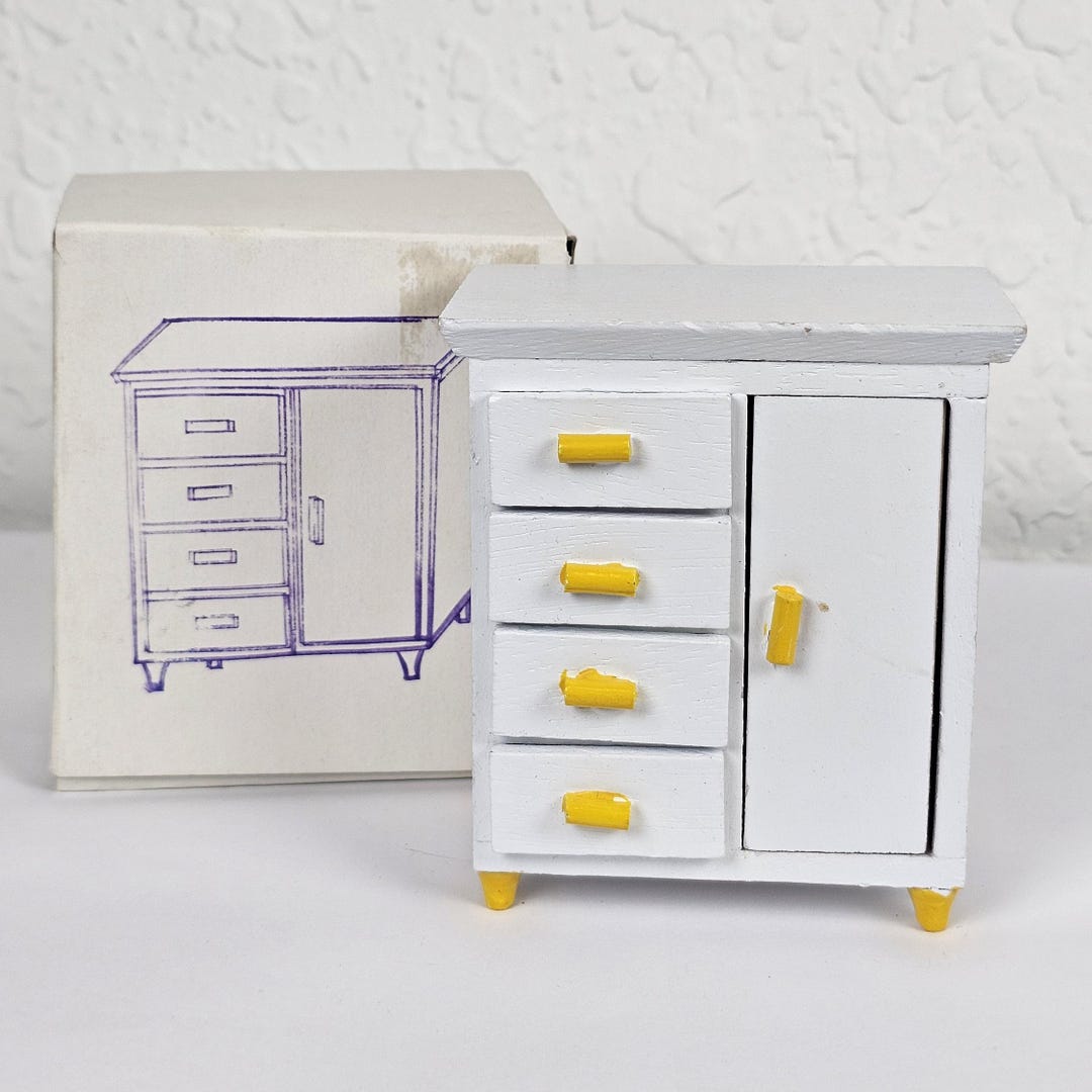 Vintage Dollhouse Miniature Wardrobe, Dollhouse Dresser, Dollhouse ...