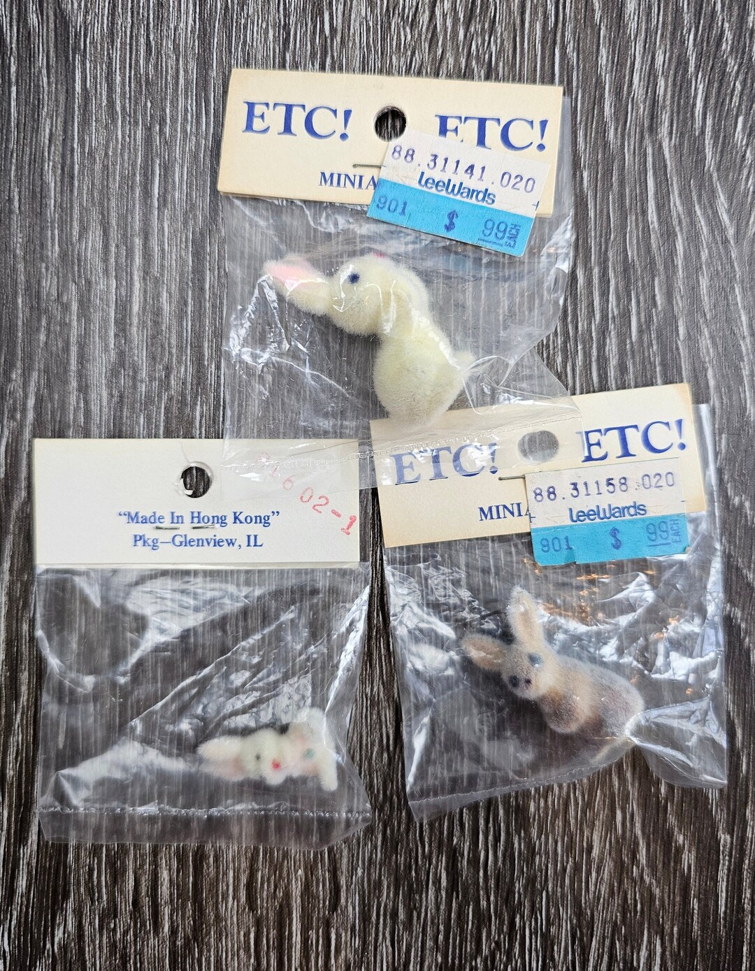 Vintage Flocked Miniature Bunny Bundle, Dollhouse Bunny, Mini Bunnies ...