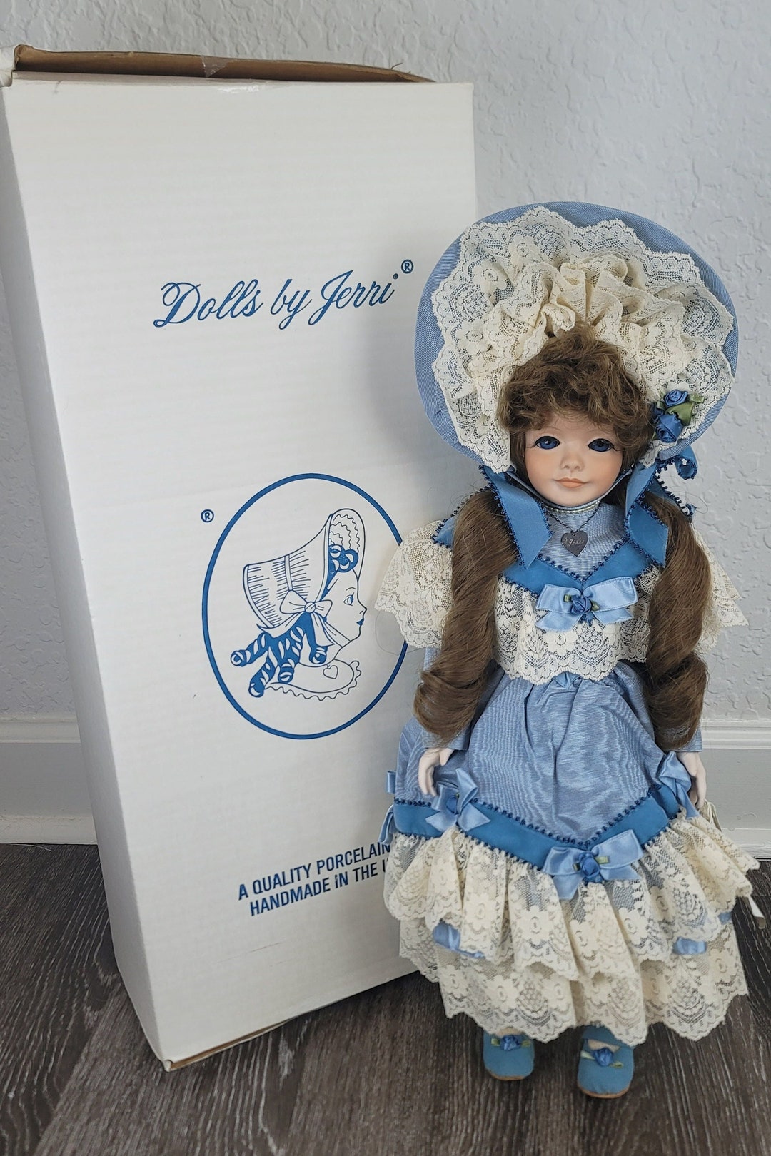 Rare Dolls By Jerri Porcelain Doll The Logo Doll In Box W Original Tag Antique Doll Vintage
