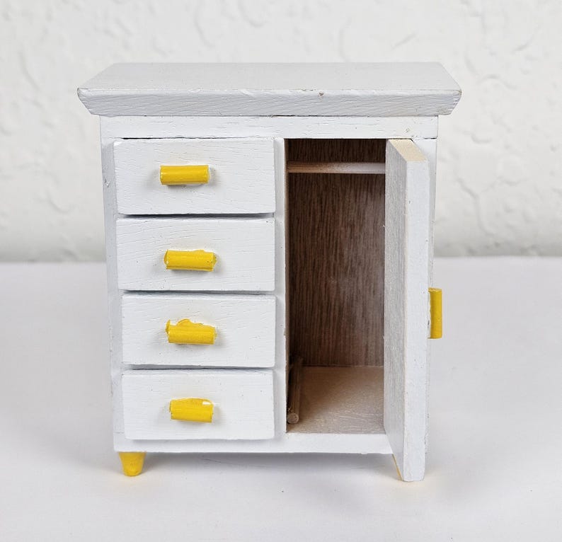 Vintage Dollhouse Miniature Wardrobe, Dollhouse Dresser, Dollhouse ...