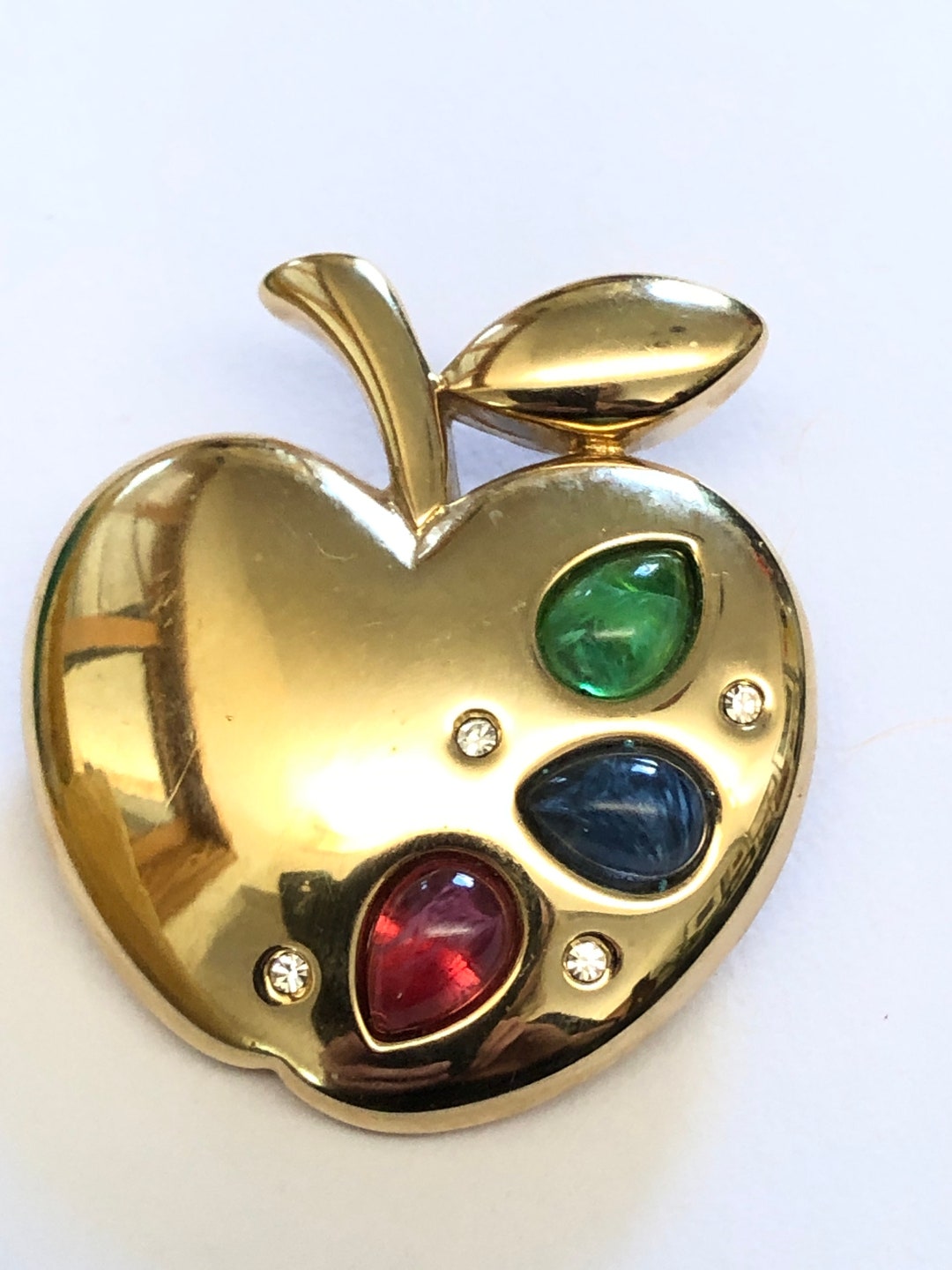 HUGE Vintage Napier Brooch, Apple Brooch , Large Gold Apple Brooch Set ...