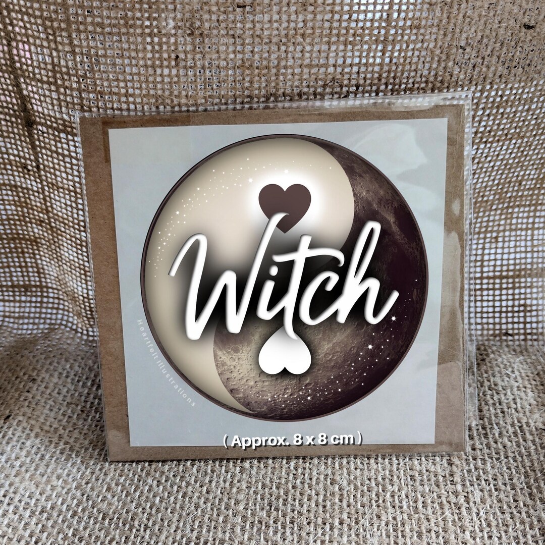 Witch Yin Yang Sticker: Pagan Wiccan Full Moon Decal - Etsy